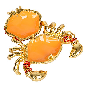 QIFU Hand Painted Crab Shape Decorative Enameled Trinket Box Hinged Unique Gift for Home Decor
