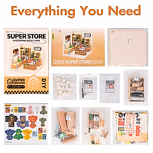 ROBOTIME DIY Miniature House - 1:24 Scale Realistic Store Kit with LED Light - Tiny Model Mini House with Furniture, Best Birthday Gift