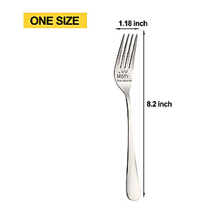 Funny Mom Birthday Gift from Daughter Son, Stainless Steel Engraved Dinner Forks, Mother's Day Gift for Mom, Thanksgiving Christmas Day Gifts for Mom, Bonus Moms, Stepmom, Mother in Law
