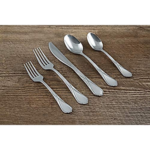 Cambridge Silversmiths Heather Sand 20-Piece Flatware Silverware Set, Stainless Steel, Service for 4, Includes Forks/Spoons/Knives