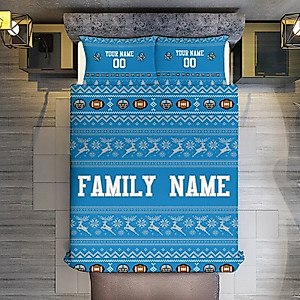 DENPLE 3in1!Custom Bedding Set,Personalized Duvet Cover,Any Name/Number,Football Gift for Fans,Boys,Girls,Men,Familly