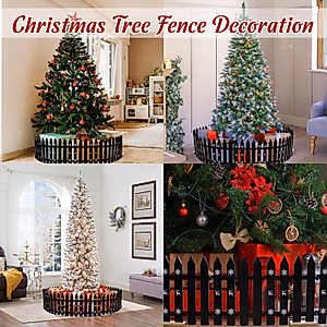 36PCS Christmas Tree Fence Black Decorations - Xmas Indoor Outdoor Gate for Pet Garden Plastic Picket Fences Party Decor (Assembly Needed)