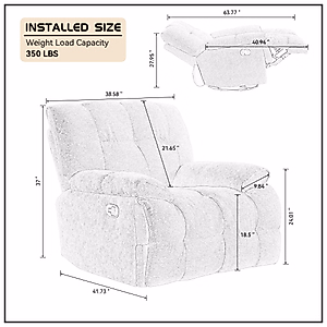 HanStrong Swivel Rocker Recliner Chair Antiskid Fabric Single Sofa Heavy Duty Reclining Chair for Living Room, 360 Degree Swivel Chair Comfy Seating Single Sofa Chair, Cream