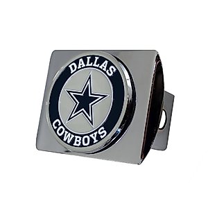 Dallas Cowboys NFL Chrome Hitch Cover with 3D Colored Team Logo by FANMATS - Unique Round Molded Metal Design – Easy Installation on Truck, SUV, Car - Ideal Gift for Die Hard Football Fan