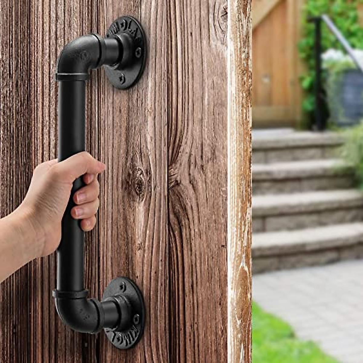 Licperron Barn Door Handle, Black Rustic Sliding Door Handles for Sliding Door, Interior Door, Garage, Towel, 2 Pack, 12 Inch