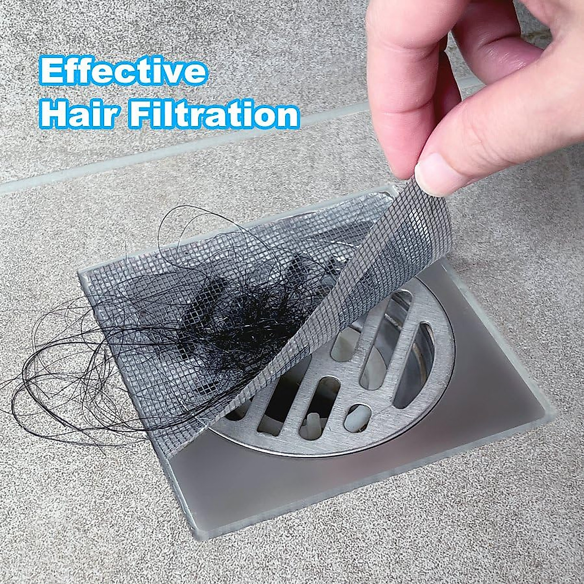60 Pcs 4" X 4" Disposable Shower Drain Hair Catcher, Bathroom Drain Hair Catcher,Drain Mesh Cover, Drain Mesh Strainer. Suitable for bathrooms, Laundry Rooms, bathtubs, Kitchens, Sinks
