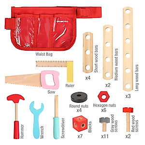 WORKPRO Wooden Building Toy Tools Set, 43 Pcs Building Toy Set Creative&Educational Construction Toy, Great Gift for Toddlers 3+