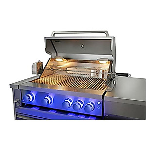 Thor Kitchen 32 Inch 4-Burner Built-in Natural Gas Grills with Rear Infrared Burner, Rotisserie Kit, Interior Thermometer & Grill Lights, Stainless Steel, MK04SS304 (with Natural Gas Kit)