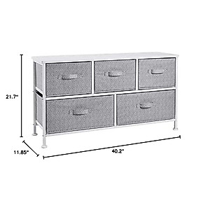Amazon Basics Extra Wide Fabric 5-Drawer Storage Organizer Unit for Closet, White