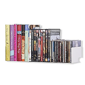 Wallniture Bali Sturdy Metal U Shape Bookshelf - Wall Mountable CD DVD Storage Multi-Purpose Display Rack in White