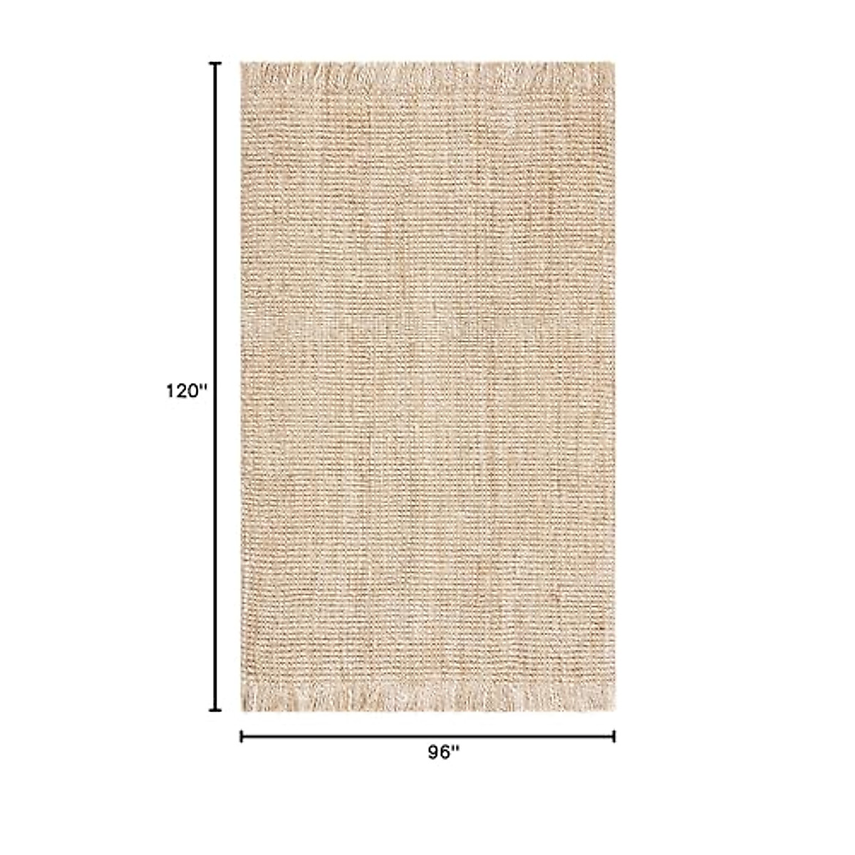 SAFAVIEH Natural Fiber Collection Area Rug - 8' x 10', Natural & Beige, Handmade Woven Fringe Jute, Ideal for High Traffic Areas in Living Room, Bedroom (NF828A)