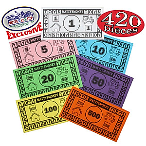 Matty's Money 420 Piece Replacement Play Money Set (60 Pieces Each of $1's, $5's, $10's, $20's, $50's, $100's & $500's) $41,160 in Game Money
