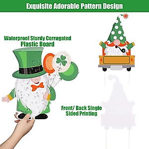 St. Patrick's Day Yard Sign Decorations Set, 7 Pcs Green Leprechaun Gnomes Irish Shamrock Saint Lawn Garden Home Outdoor Yard Holiday Decor with Plastic Stakes