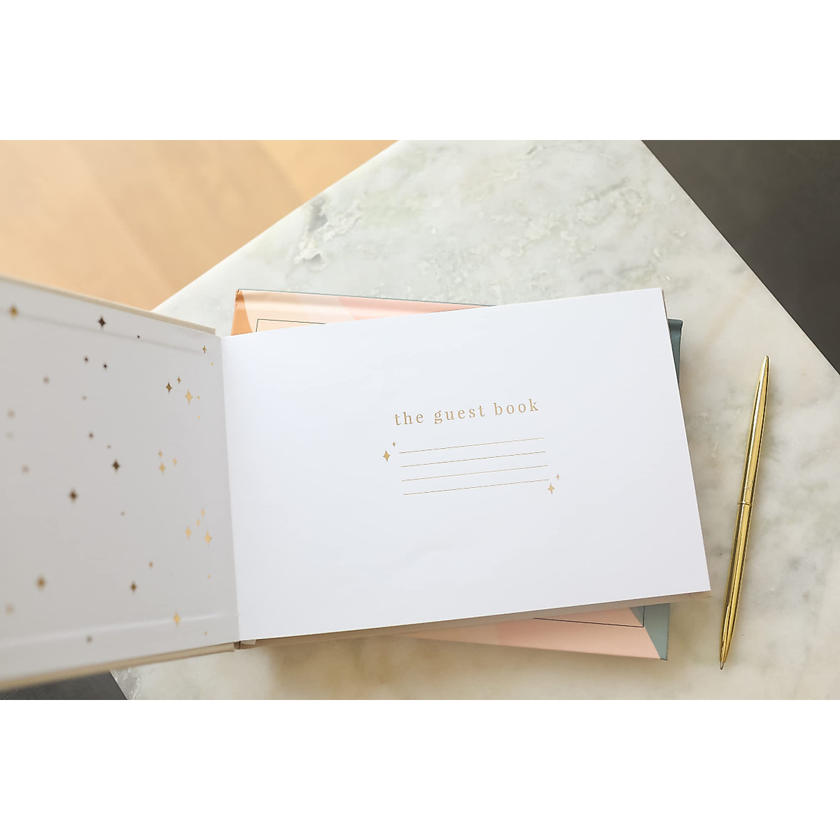 Guest Book: Beautiful Keepsake for Life’s Special Events - Sign In Book for Wedding Reception, Baby Shower, Funeral and Vacation Home - 100 Pages, Ribbon Bookmark and Gold Foil