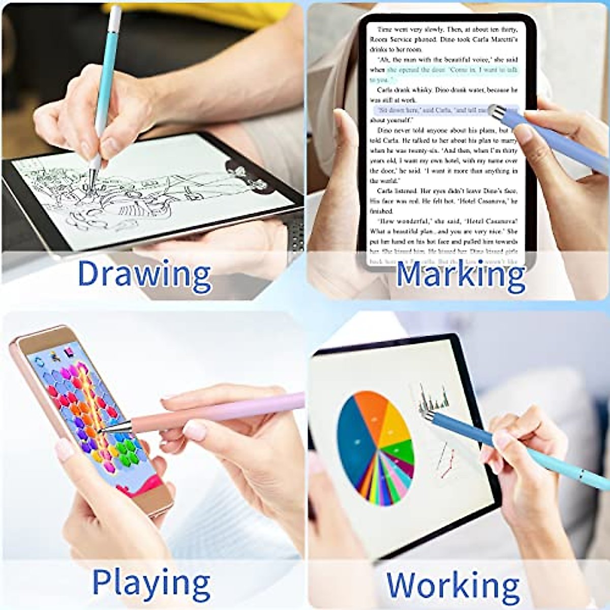 Stylus Pens for Touch Screens, 2 in 1 Sensitivity & Precision Stylus Pen for iPad, Stylus Pencil Compatible with iPhone, Apple iPad, Android, Tablets and All Universal Touch Screen (4 Pack) …