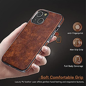 LOHASIC for iPhone 13 Case 6.1 inch, Premium Leather Slim Luxury PU Soft Non-Slip Grip Flexible Bumper Shockproof Full Body Protective Cover Phone Cases for iPhone 13 5G (2021) - Vintage Brown