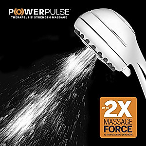 Waterpik High Pressure Powerpulse Massage Hand Held, 2.5 GPM, Chrome Detachable Shower Head with 7 Spray Settings and 5' Hose, XRO-763