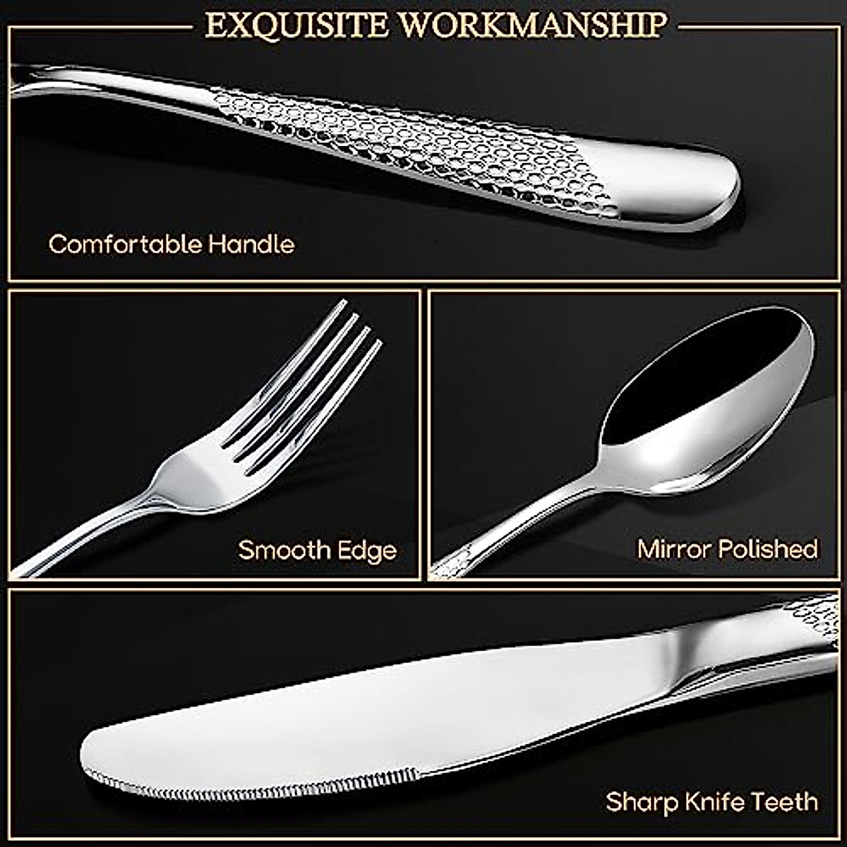 24-Piece Silverware Set Stainless Steel Cutlery Flatware Set with Premium Gift Box Service for 6, Modern & Classic Design Utensil Sets Includes Spoons, Forks & Knives, Dishwasher Safe