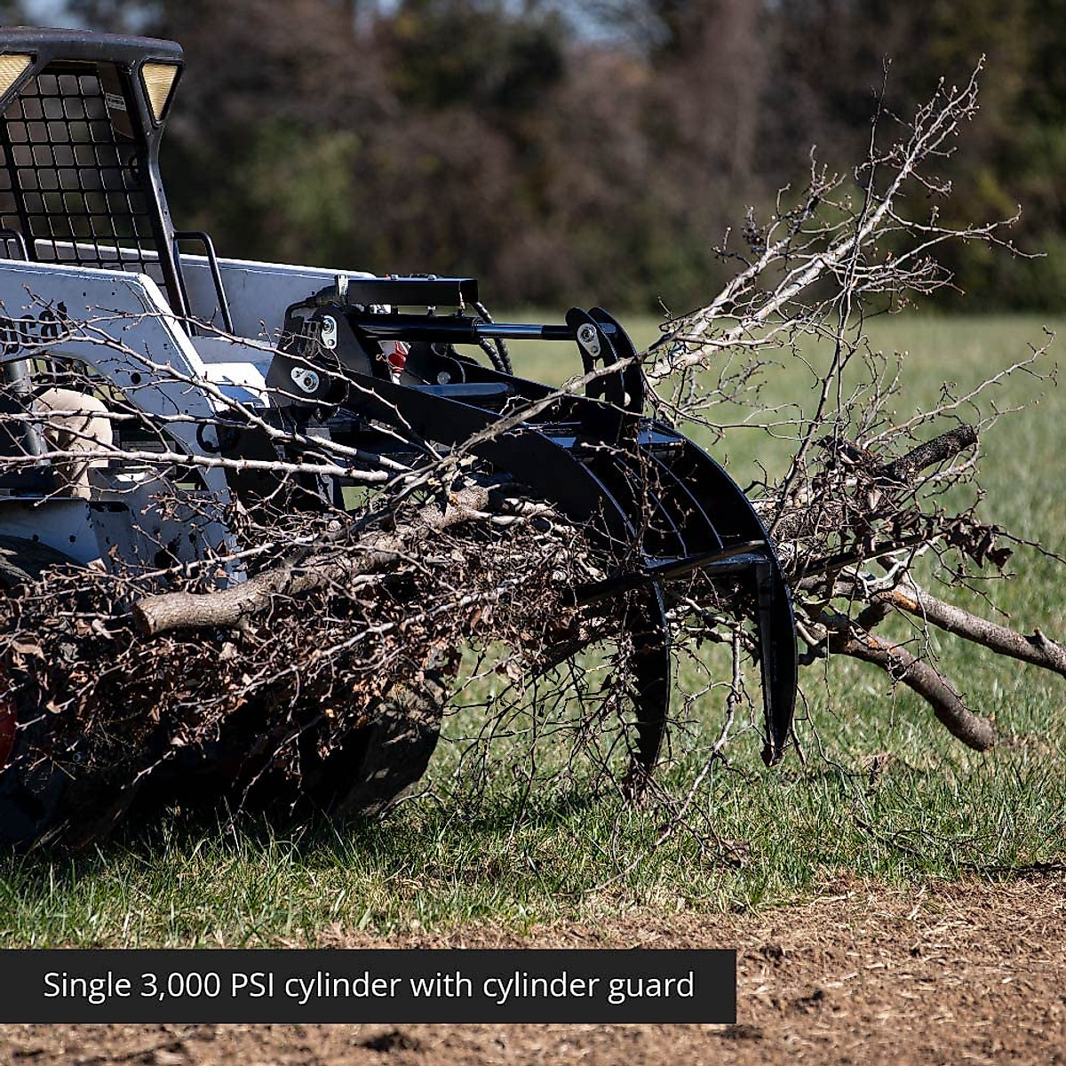 Titan Attachments Hydraulic Skid Steer Pallet Fork Grapple Attachment V2 with 36in Fork Blades, 1/2in Thick Steel Frame, Quick Tach Mounting System