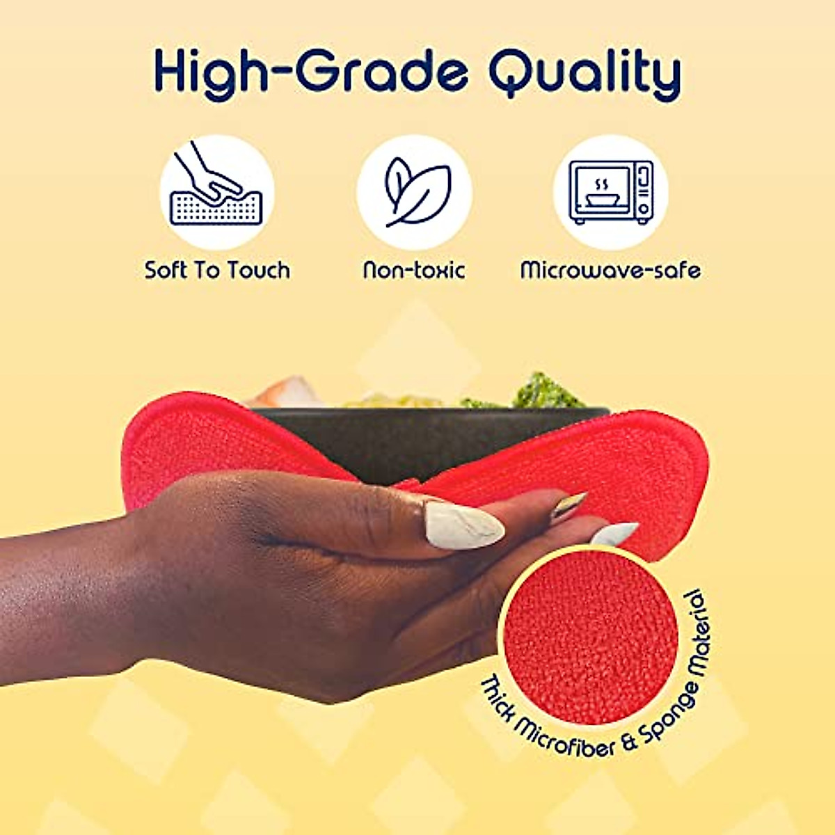 House and Hash - Bowl Holder Warmers  to Keep Food Warm and Your Hands Cool, Made of Microfiber Heat Resistant Fabric for Safe Grabs, Microwavable Bowl Holders, Set of 4 (4, Red)