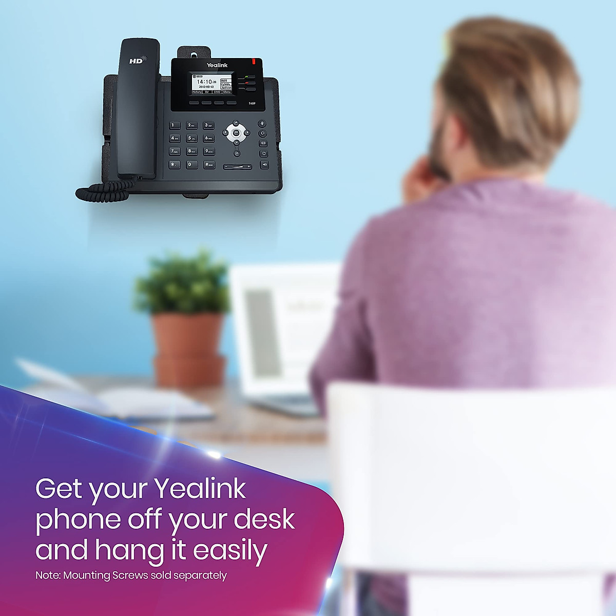 Yealink Wall Mount Bracket (Pack of 10) for Yealink Phones T40P, T41P, T42G, T42S with Global Teck Microfiber Cloth