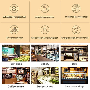 Kolice Commercial Tabletop Ice Cream Showcase Freezer, Countertop Ice Cream Display Freezer, Desktop Ice Cream Showcase with 9 Drums/6 Pans