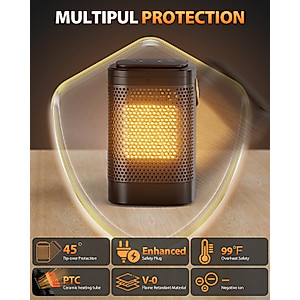 Space Heater Indoor, Portable Electric Heaters for Indoor Use 1500W with Thermostat 12H Timer, Multi-Modes, 80° Oscillation, Overheat Protection PTC Fast Heating for Office Bedroom Home