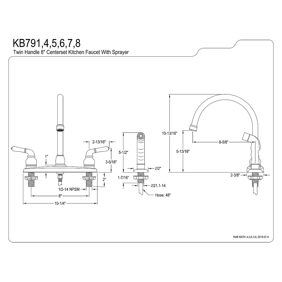 Kingston Brass KB794 Magellan 8-Inch Centerset Kitchen Faucet, Polished Chrome/Polished Brass