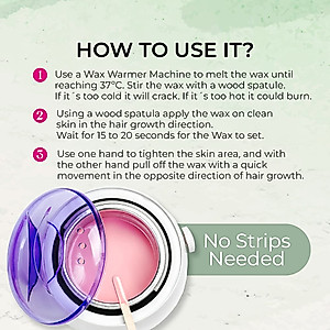 Natural Wax Depilatory Hard Wax - Professional Use 100% Organic Moisturizer - Hair Removal - Ideal for Small Areas and Sensitive Skin (14 oz)