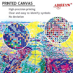 Abillyn Embroidery Cross Stitch Kits Sun and Moon Stars Fractal Face Hippie Stamped with Printed Pattern Starter Kit (Sun)