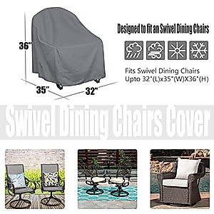 ZILOMI Outdoor Swivel Lounge Chair Cover 2 Pack, Fits Most Lawn Patio Chairs / Swivel Dining Chair (32'' Lx35'' Wx36'' H) ,480D Oxford Cloth Water-Resistant,Gray
