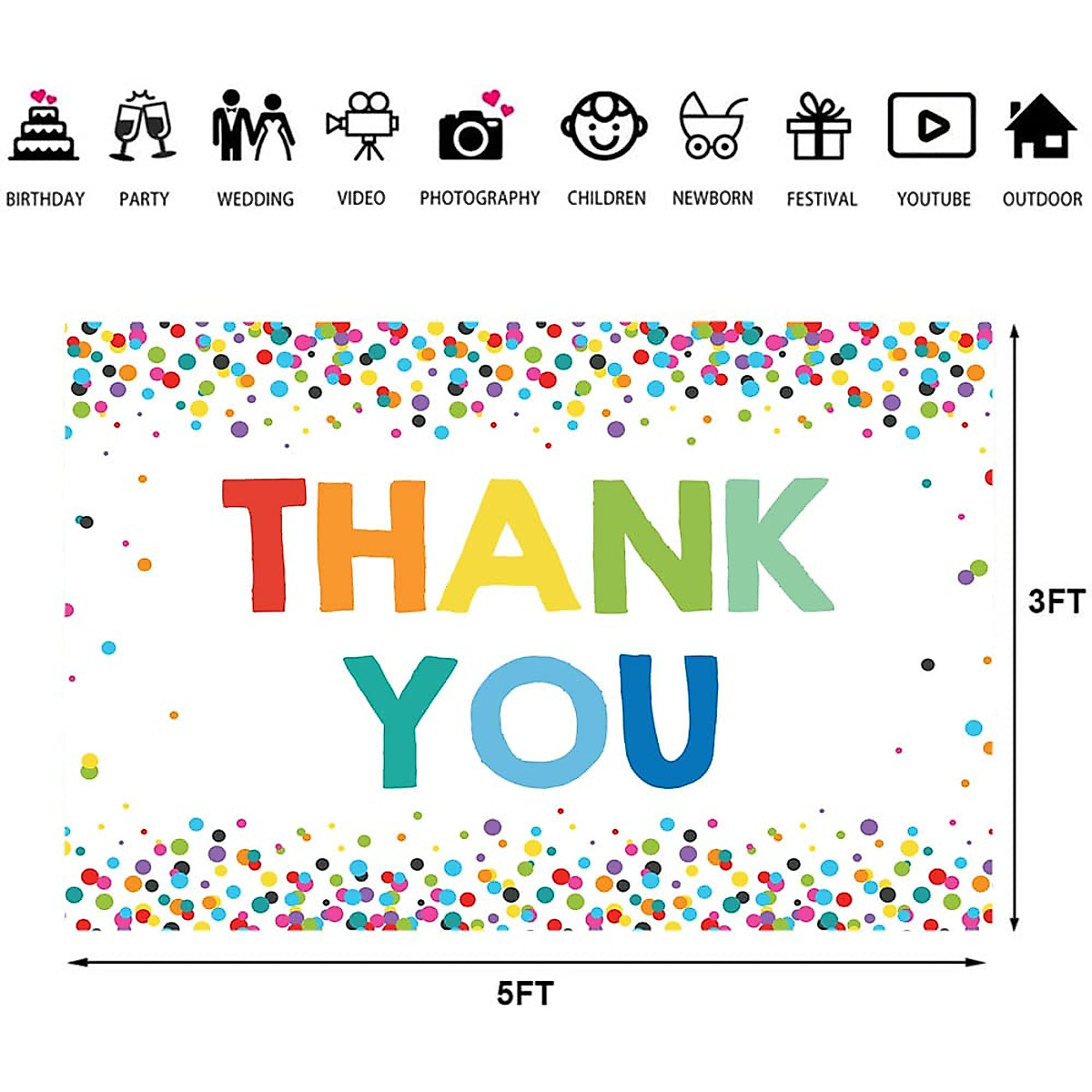 Ticuenicoa 5×3ft Thank You Backdrop Labor Day Thanks for All You do Father Staff Teachers Professors Doctors Banner National Nurses Day Photography Background Retirement Party Supplies Decorations