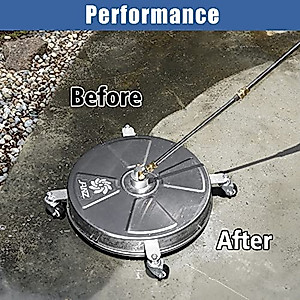 JANZ 18" Pressure Washer Surface Cleaner with 4 Wheels,1/4" Quick Plug,Stainless Steel Housing,2 Extension Wand Attachments, 3 Spray Nozzles and 2 Replacement Nozzles, 4000 PSI