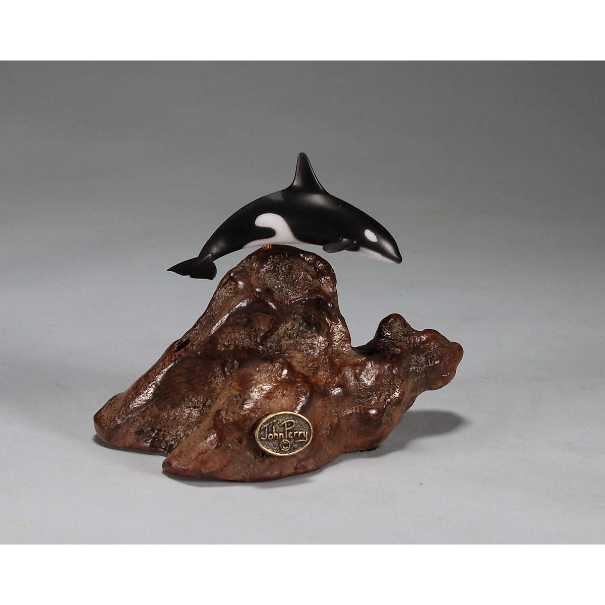 Orca Sculpture by John Perry Small Down-tail version 4 inches tall.