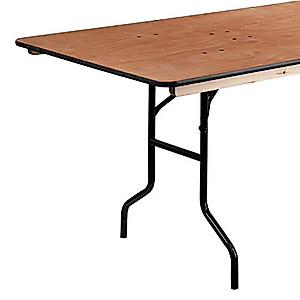 Flash Furniture 8-Foot Rectangular Wood Folding Banquet Table with Clear Coated Finished Top