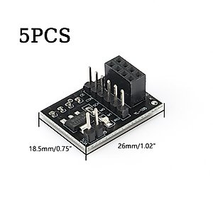 Black Socket Adapter Board for 8PIN NRF24L01 Wireless Module Pack of 5