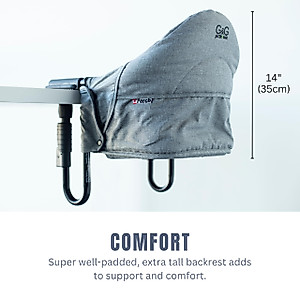 Guzzie+Guss Portable Clip on High Chair for Baby Seat - Folding and Easy Setup for Travel, Home, Restaurants, Picnics - Machine Washable Fabric - Charcoal