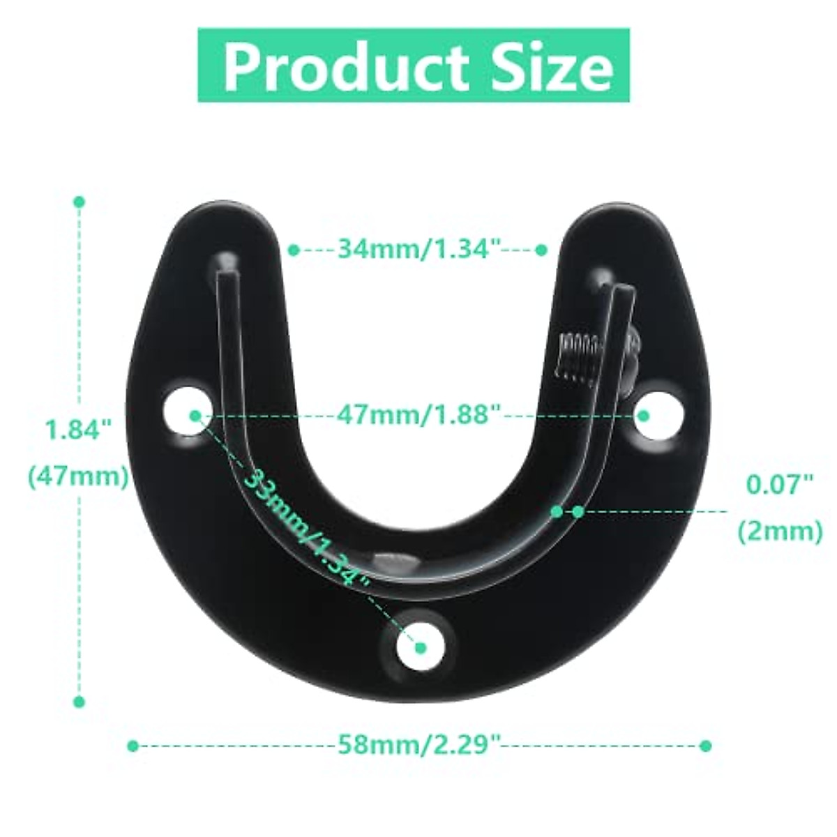 Suiwotin 8 Packs Stainless Steel Closet Rod End Supports 1-1/3 Inch Wardrobe Bracket Heavy Duty Closet Pole Sockets Flange Rod Holder, U-Shaped with Screws, Black