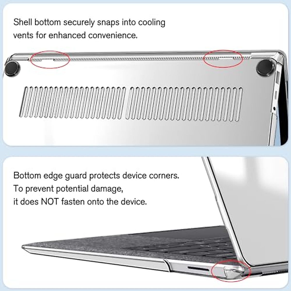 Fintie Protective Case for 13.5 Inch Microsoft Surface Laptop 5/4/3/2 with Alcantara Keyboard (Model: 1958/1950/1867/1769) - Slim Snap On Hard Shell Cover, Crystal Clear