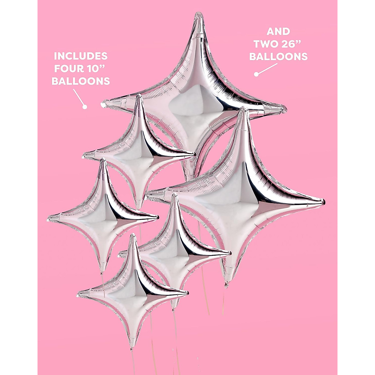 xo, Fetti Silver Sparkle Foil Birthday Balloon - 6 pc | Bday Party Decorations, Bachelorette, Anniversary, Graduation