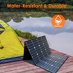 Aiper Foldable Solar Panel 160W with Voltmeter for Camping, Portable Solar Charger with 18V DC Output & USB Ports Zipper Pouch Kickstands Parallel Cable for Jackery Rockpals Power Station & Phones