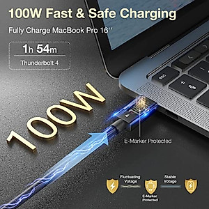 240W USB C to USB C Cable Fast Charging PD 3.1 & USB C Data Cable 10Gbps High Speed Data Transfer, Nylon Braided USB Type C Cable for iPhone 15, MacBook Pro/Air, 1.5FT