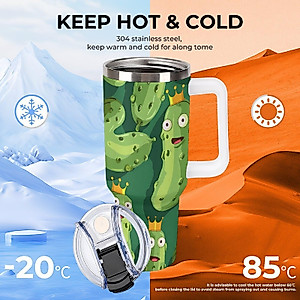 Dill Pickles Insulated Tumbler with Handle Stainless Steel Travel Coffee Mug with Lid And Straw 40oz