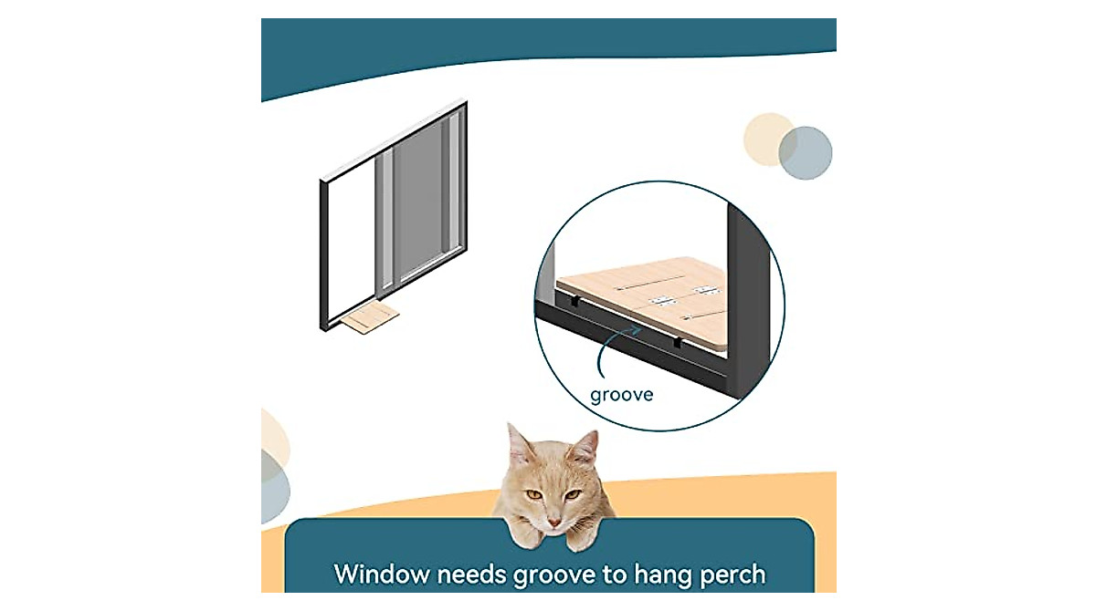 Cat Window Perch for 2 Cats - Space Saver with Fleece Mat