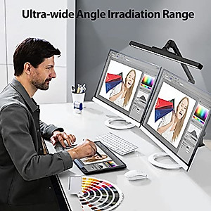 MediAcous LED Desk Lamp, Metal Polarized Architect Clip Light with Gesture Sensing Switch, Eye-Caring Dimmable Swing Arm Desk Lamp with Clamp for Home Office, 4 Color Modes & Brightness Levels