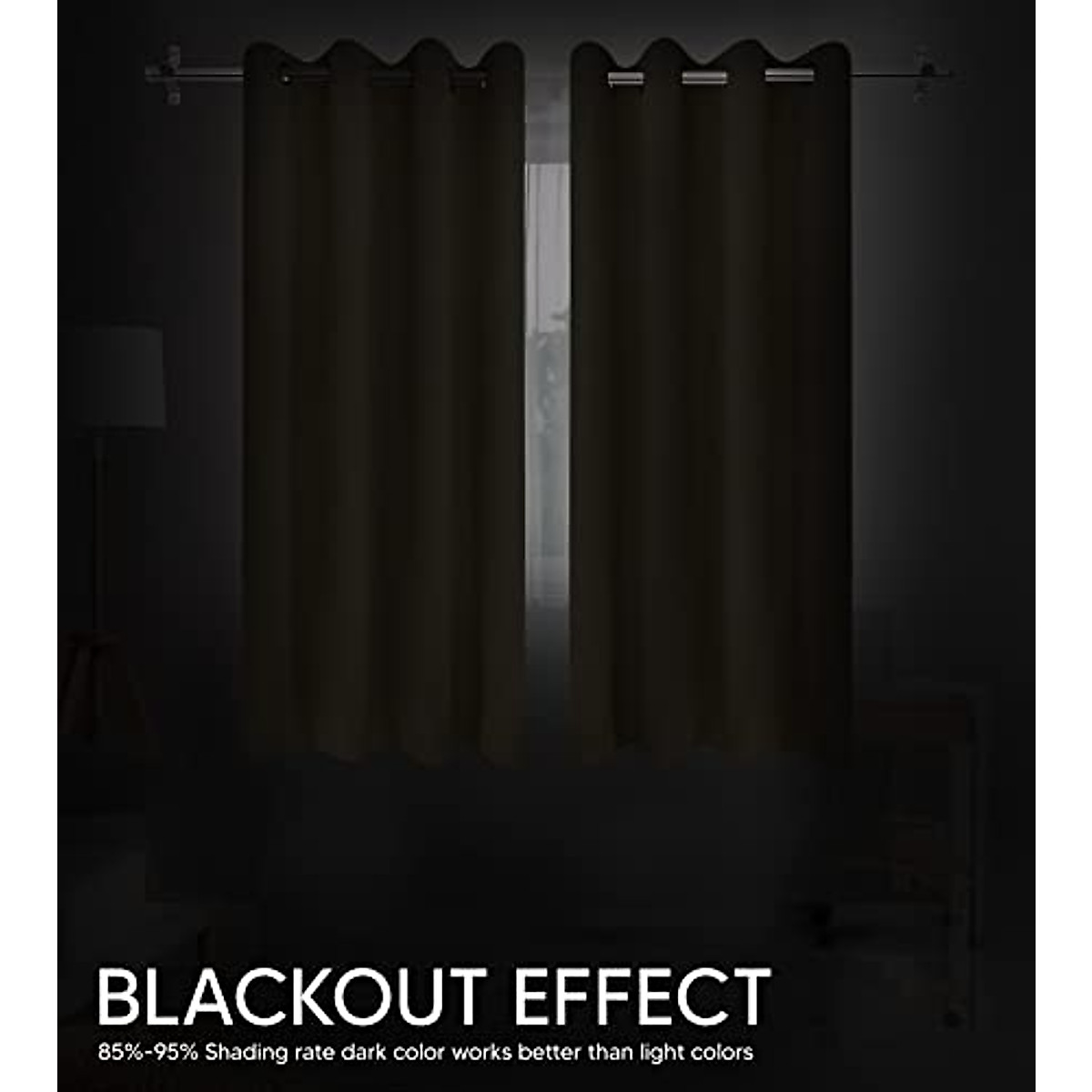 Utopia Bedding Blackout Curtains for Bedroom Grommet Window Curtains 63 Inch Length 2 Panels Thermal Insulated Drapes for Living Room (Grey, 52W x 63L Inches)