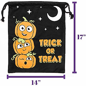 Halloween Trick or Treat Candy Bag | Washable Canvas Tote Bag | Drawstring Bag for Halloween Candy | Pumpkin