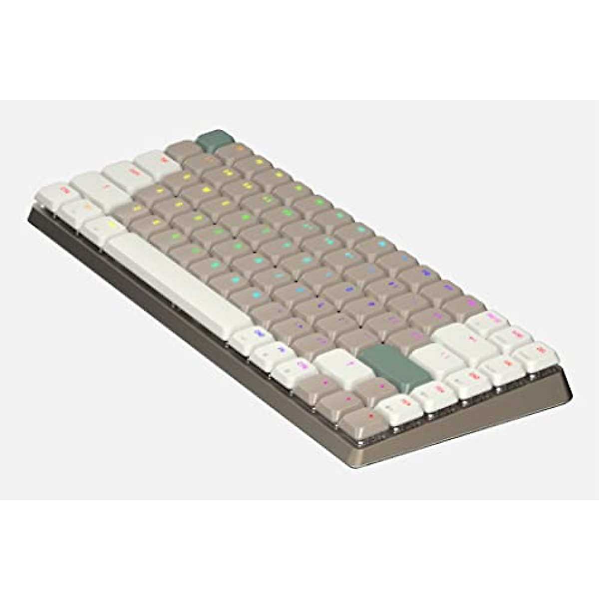 Azio Cascade Slim Mechanical Keyboard, 75% Layout, Low Profile Backlit RGB, Hotswap Switches and Keycaps, Wired USB-C or Bluetooth Wireless Connection (Gateron Brown Switches) (Forest Light)