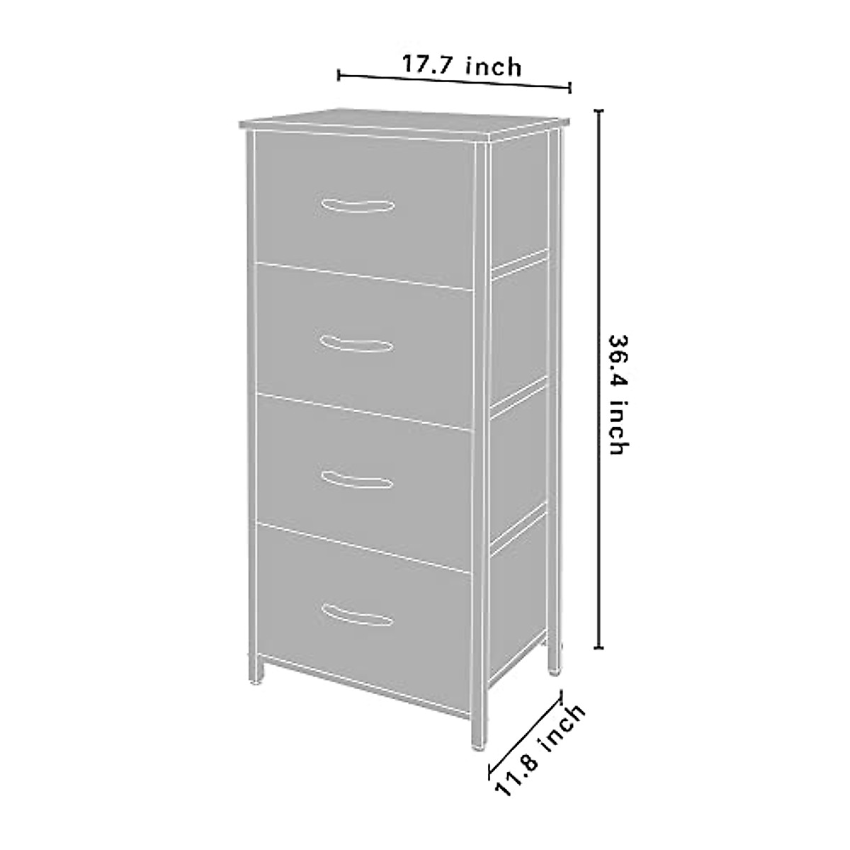 AZL1 Life Concept 4 Drawers Fabric Dresser Storage Tower, Organizer Unit for Bedroom, Closet, Entryway, Hallway - Dark Grey
