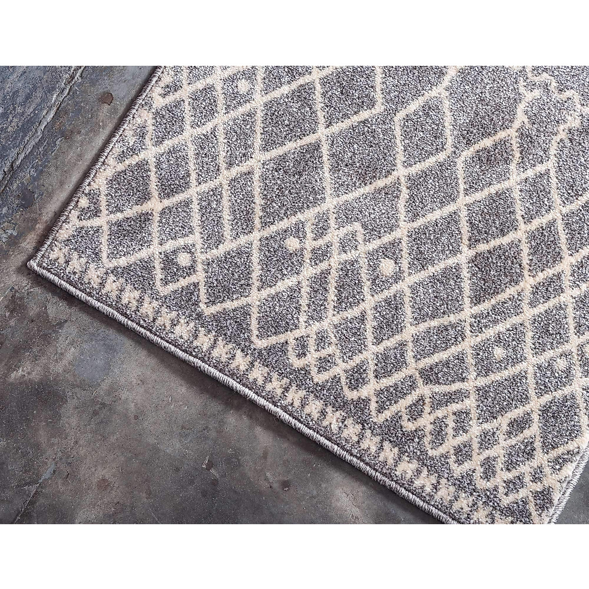 Unique Loom Fez Collection Tribal, Moroccan, Bohemian Area Rug, Runner 2' 0" x 6' 1", Gray/Beige